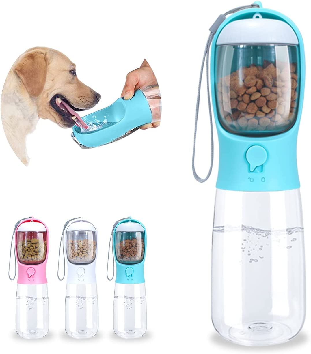 HEJULIK 2 in 1 Dog Water Bottle & Food Container, Portable, Leak Proof ...