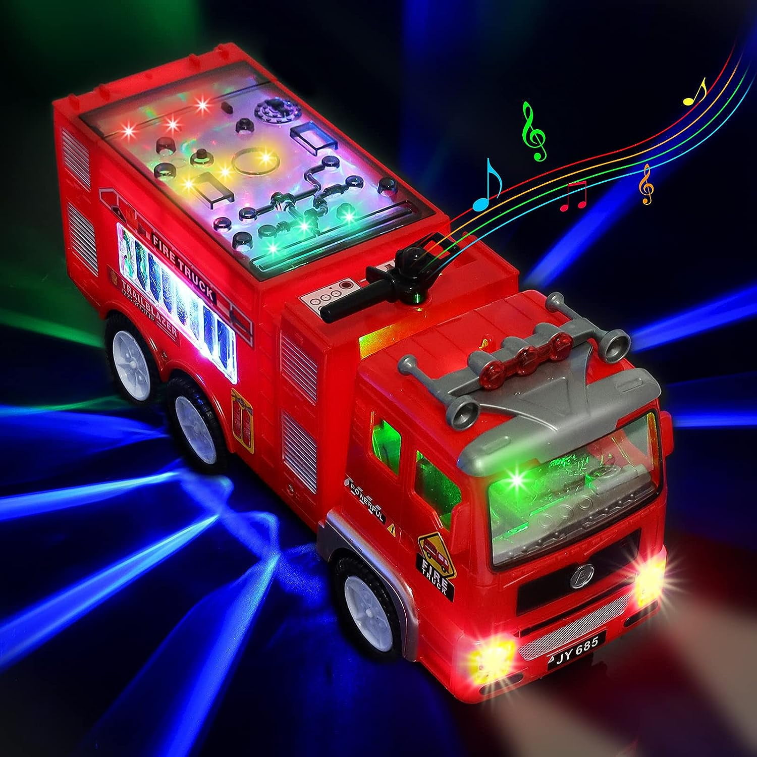 HEJULIK Realistic Fire Engine Vehicle Toy with 4D LED Lights and Sounds ...