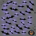 HEJULIK Halloween LED Bats Decoration PVC Bat Night Light 3D Glowing ...