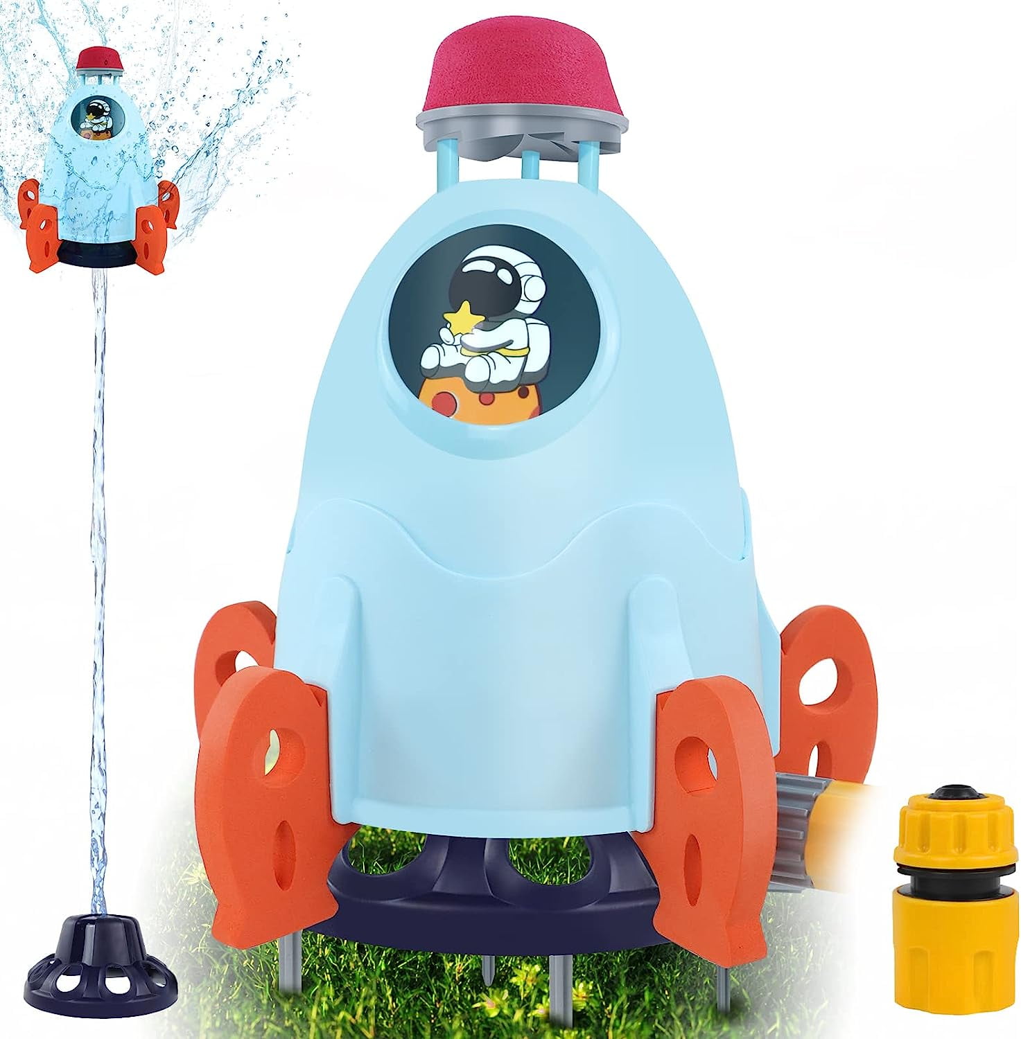 HEJULIK Outdoor Water Sprinkler for Kids & Toddlers - Rocket Design ...