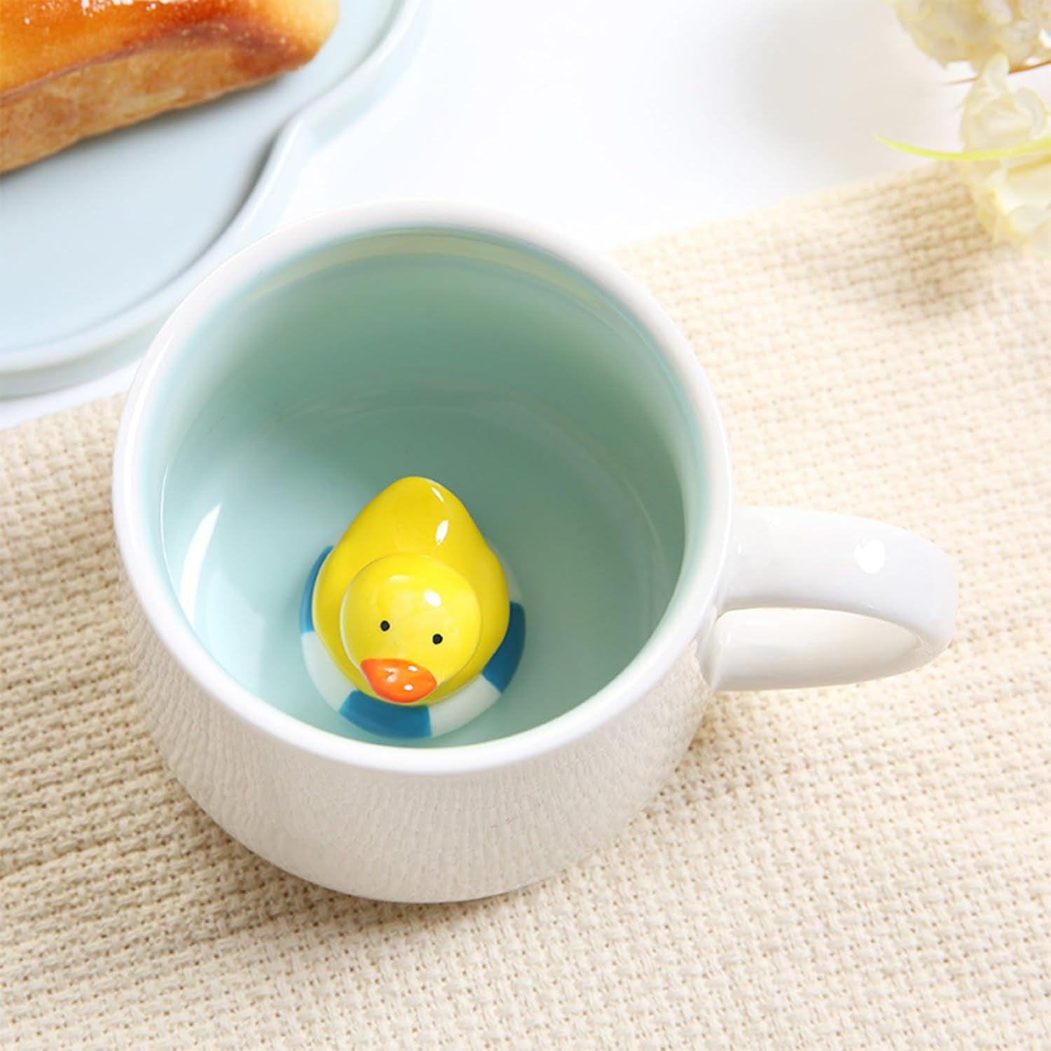 HEJULIK Small yellow duck ceramic cup breakfast milk coffee cup solid ...