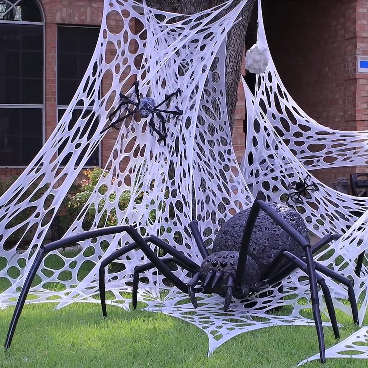 HEJULIK Spider Web Halloween Decorations Outdoor, Stretchy Spider ...