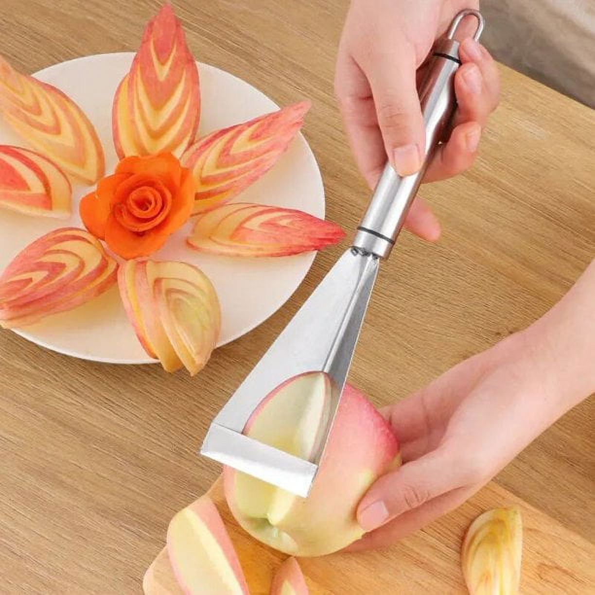 HEJULIK Stainless steel triangle fruit carving knife apple shaper strip ...