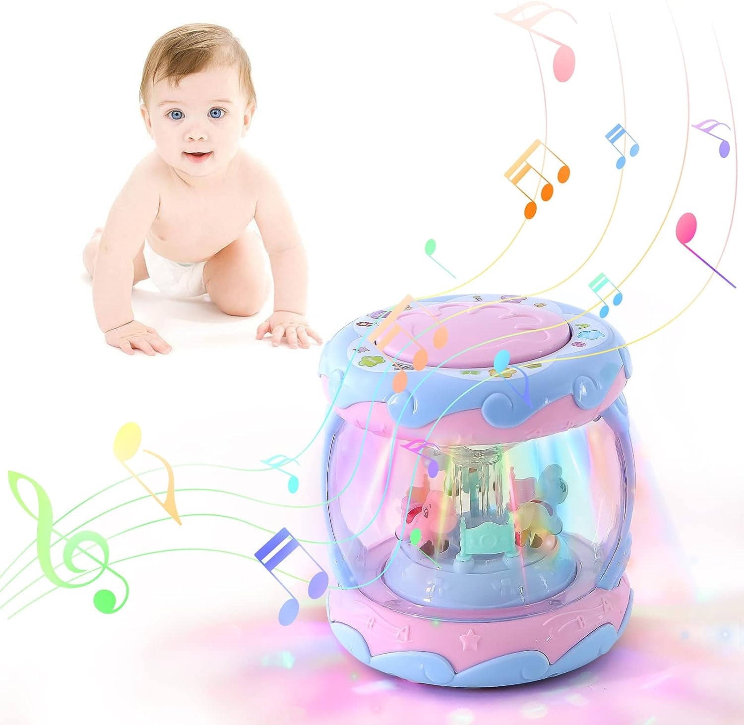 HEJULIK Unicorn Carousel Rotating Projector Toy for 6 12 18 Months ...