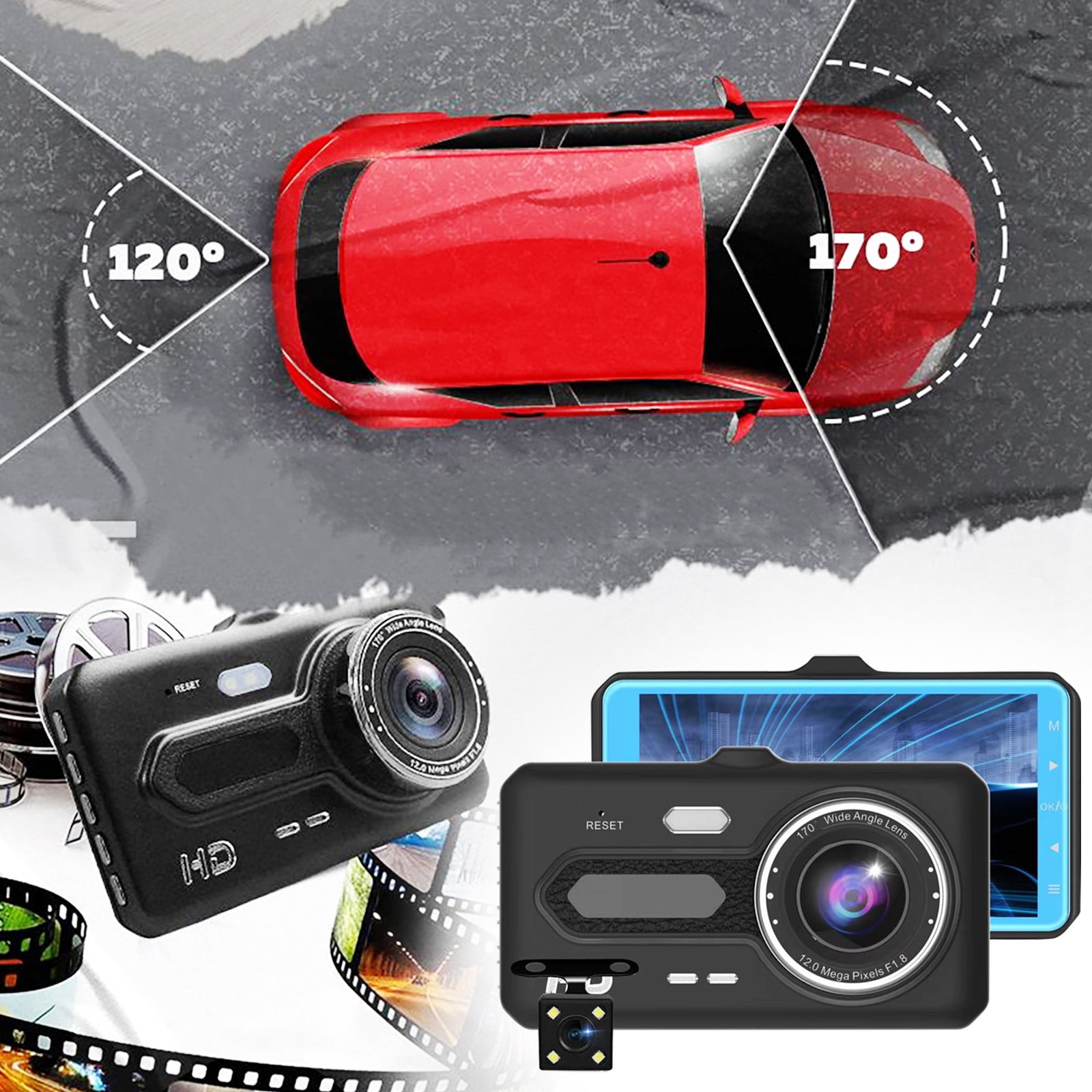 HEKWUP 4-inch High-definition 1080P Car Dash Cam With Front And Rear ...