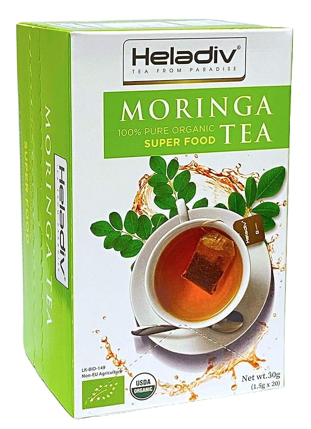 HELADIV Moringa Tea - 100% Organic Moringa Super Food Tea - Energy & Immunity Booster, Stress ...
