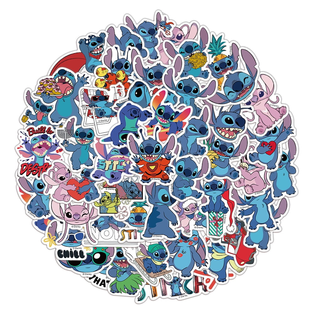 HELANHO 100Pcs Cute Cartoon Stitch Waterproof Stickers - DIY Decals for ...