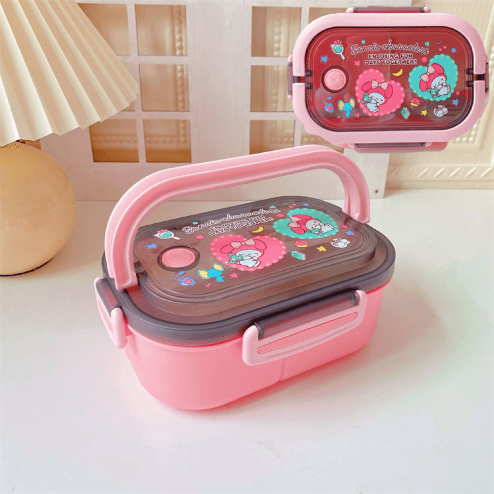 HELANHO 1200ML Double-Layer Lunch Box - Cute Cartoon Melody Bento Box ...