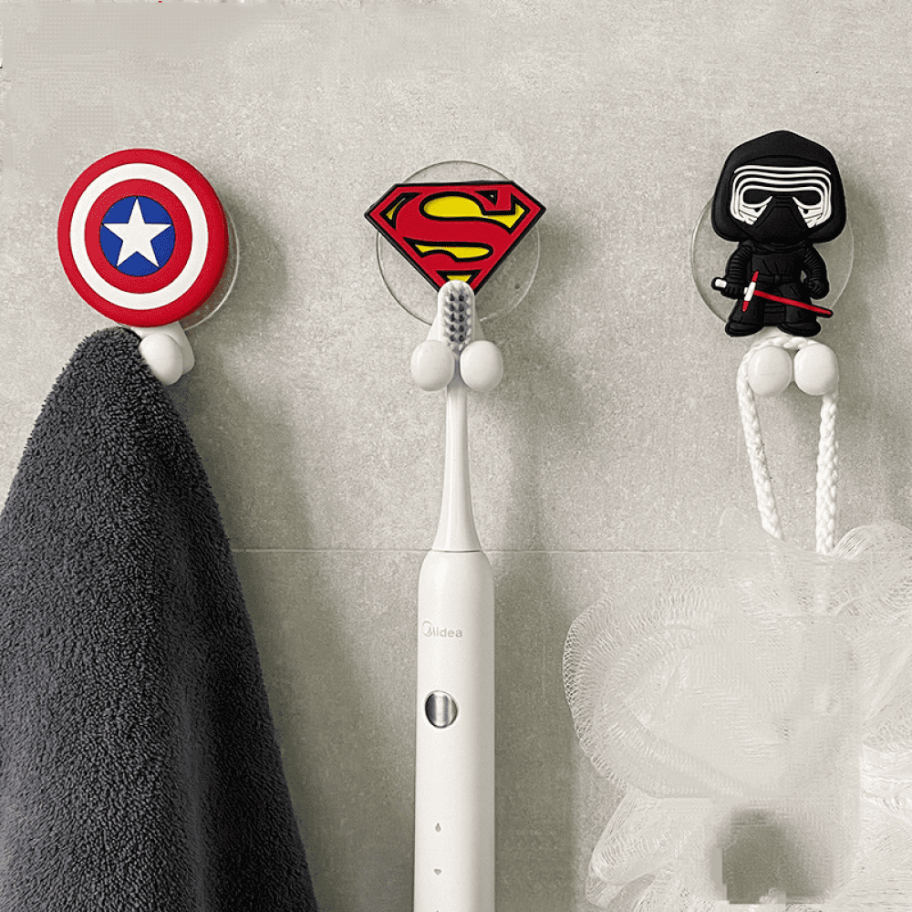 HELANHO 3-Piece Avengers Superhero Toothbrush Organizer Set - No-Drill ...