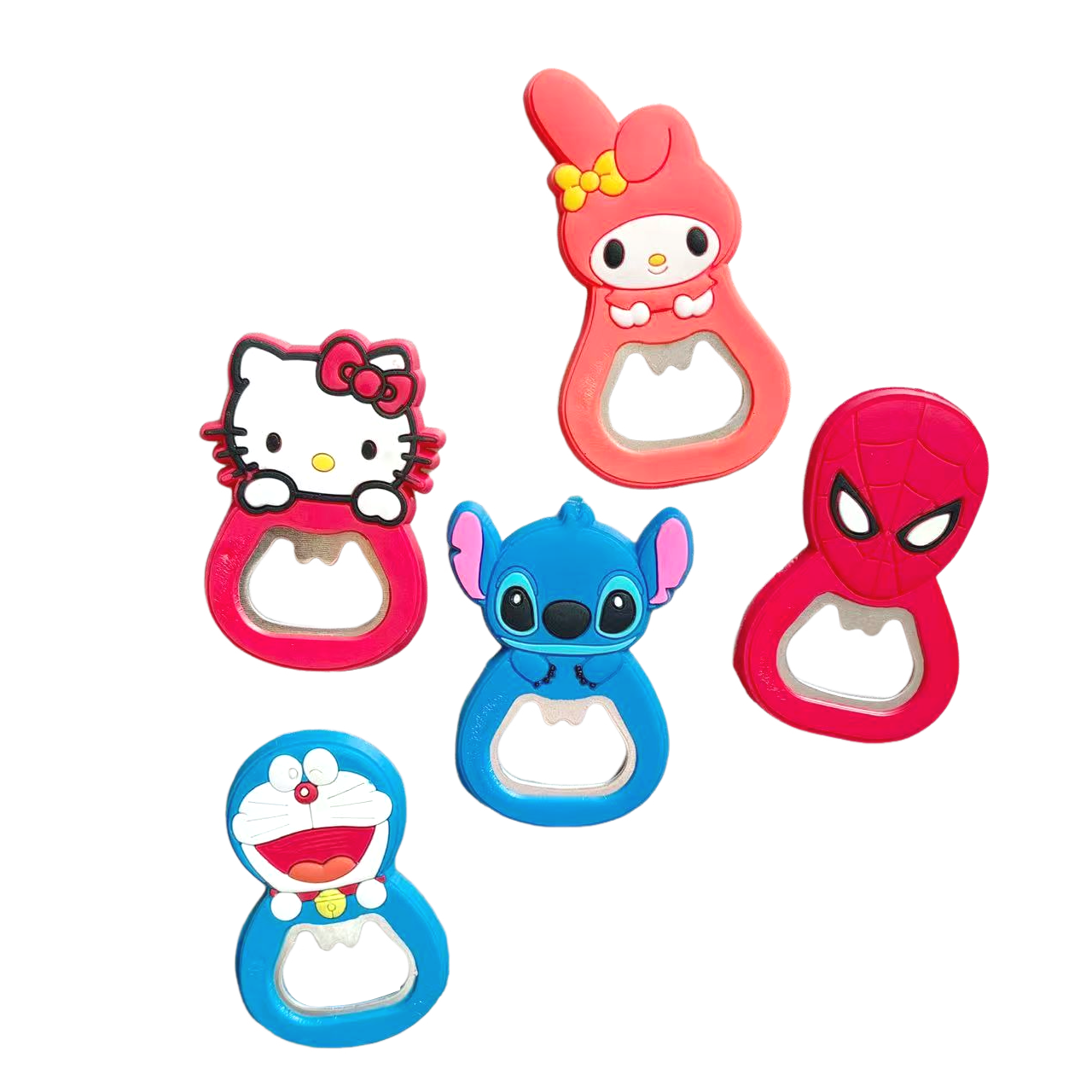 HELANHO 5PCS Cute Cartoon Hello Kitty Stitch Silicone Beer Bottle ...