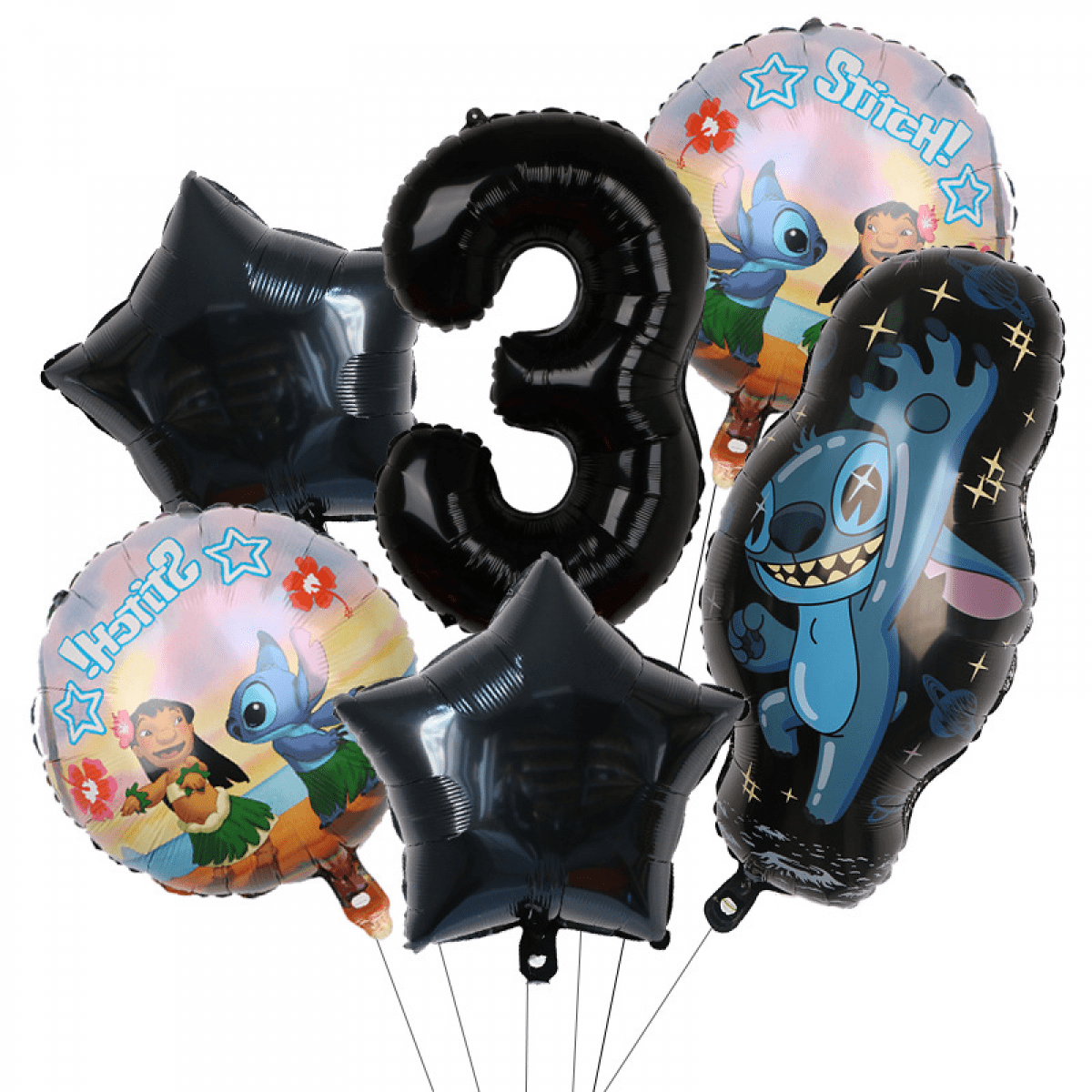 HELANHO 6PCS Cute Cartoon Stitch Birthday Foil Balloons for Girls, Baby ...