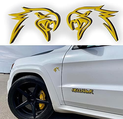 HELLHAWK Emblem for Trackhawk Yellow Badge Hellcat Style Matte Black ...