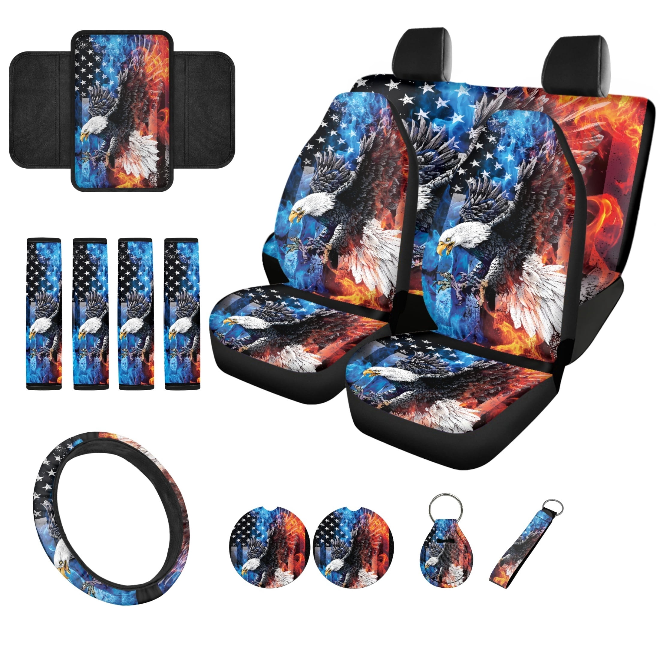 HELLHERO 13 Pieces Car Seat Covers Sets, with Auto Center Console ...