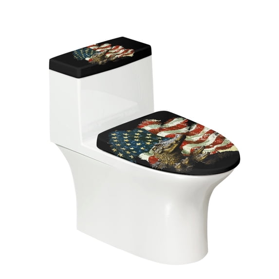 HELLHERO 2-Piece Lid Cover Set for Toilet for Toilet Alligator Flag ...