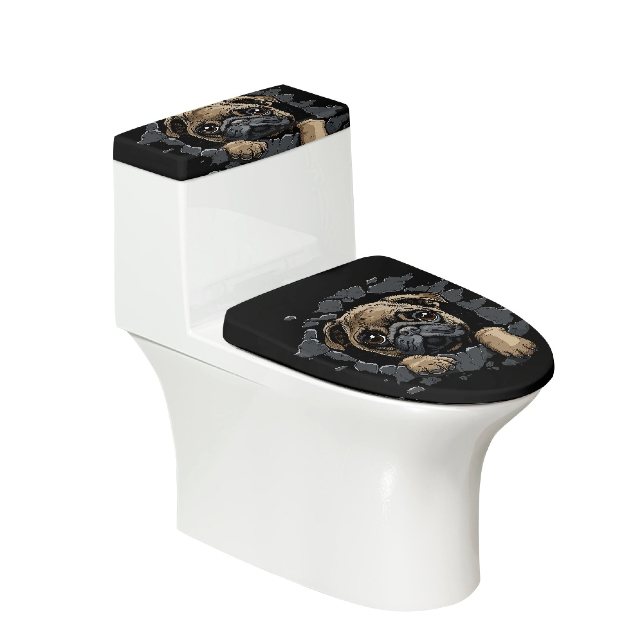 HELLHERO 2 Pieces Toilet Seat Lid Cover Set Soft Polyester, Elastic ...