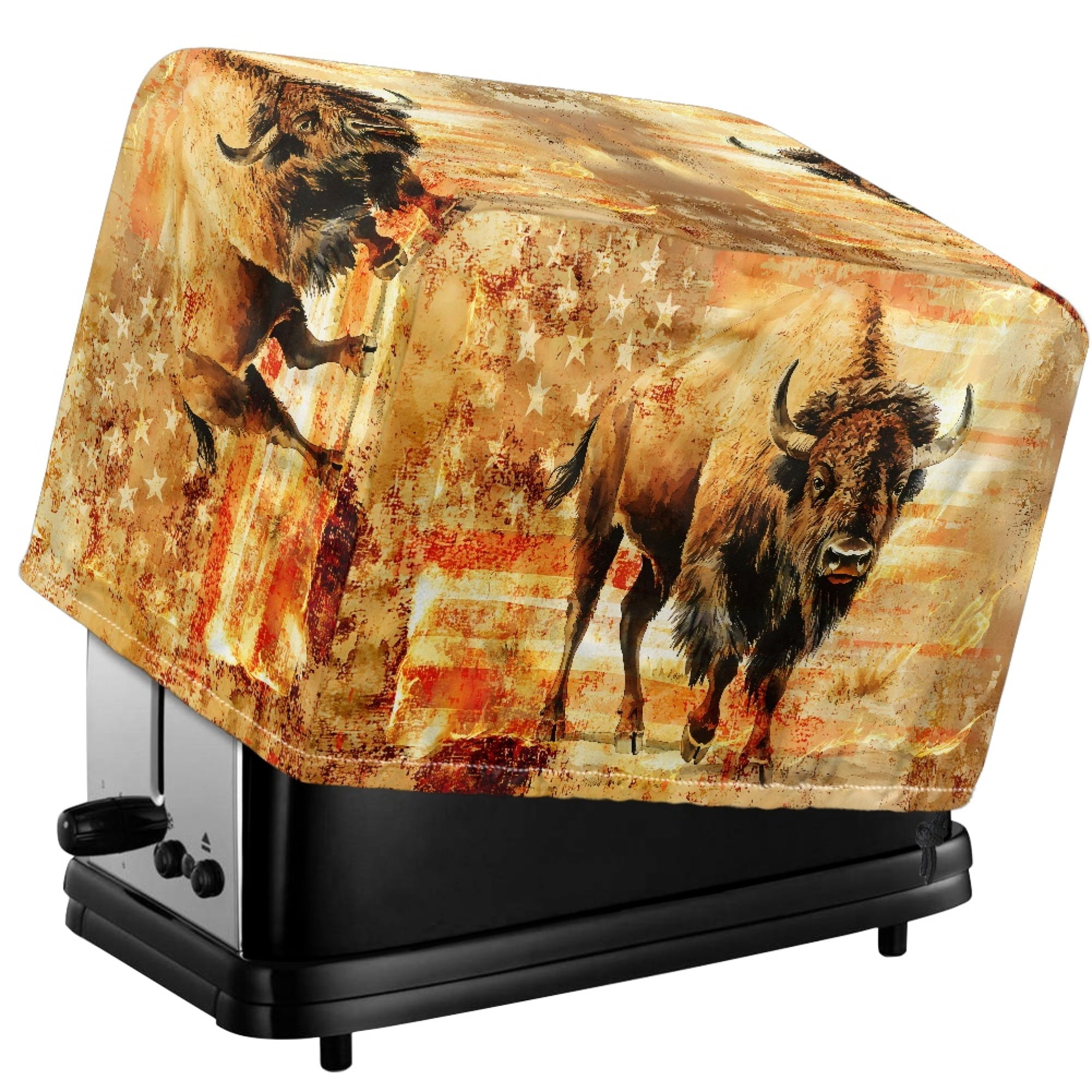 HELLHERO American Flag Yak Print Toaster Cover with Drawstring, 2 Slice ...