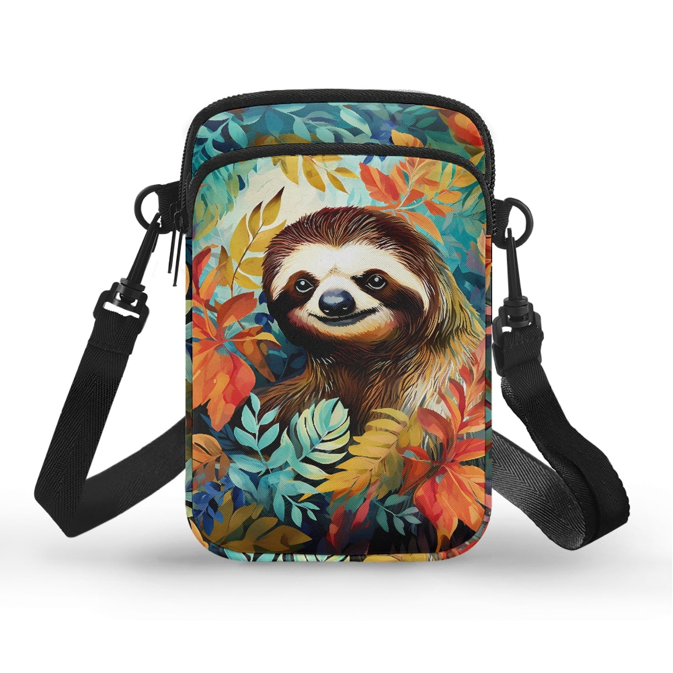 HELLHERO Autumn Sloth Adjustable Crossbody Bag 2 Layers Adult for Daily ...