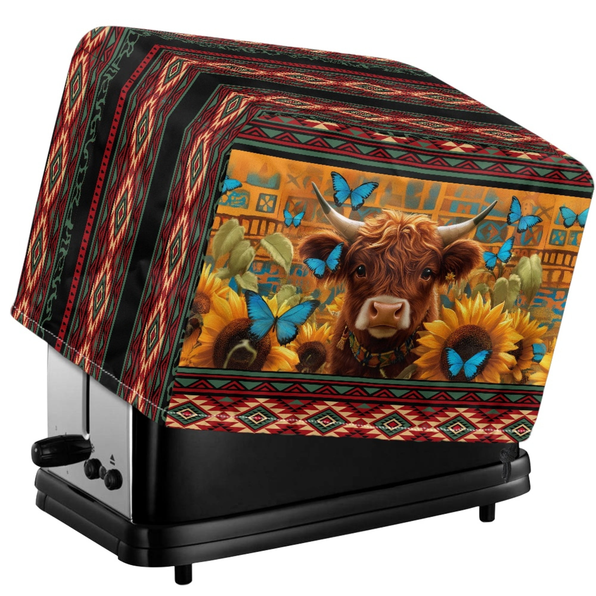 HELLHERO Aztec Sunflower Print Toaster Cover 4 Slice, Highland Cattle ...