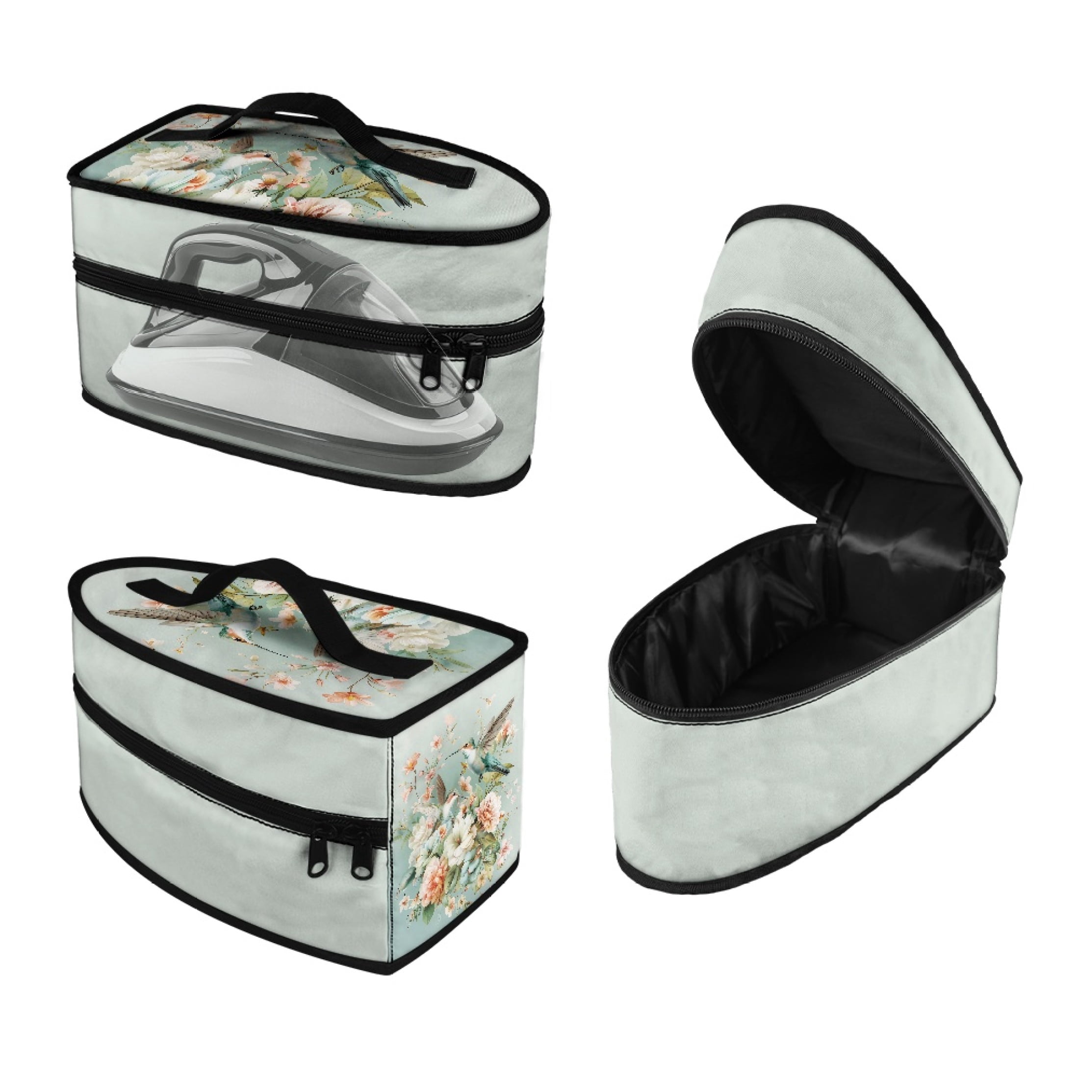 HELLHERO Bird and Flower Portable Steam Iron Bag Handheld Travel Case ...