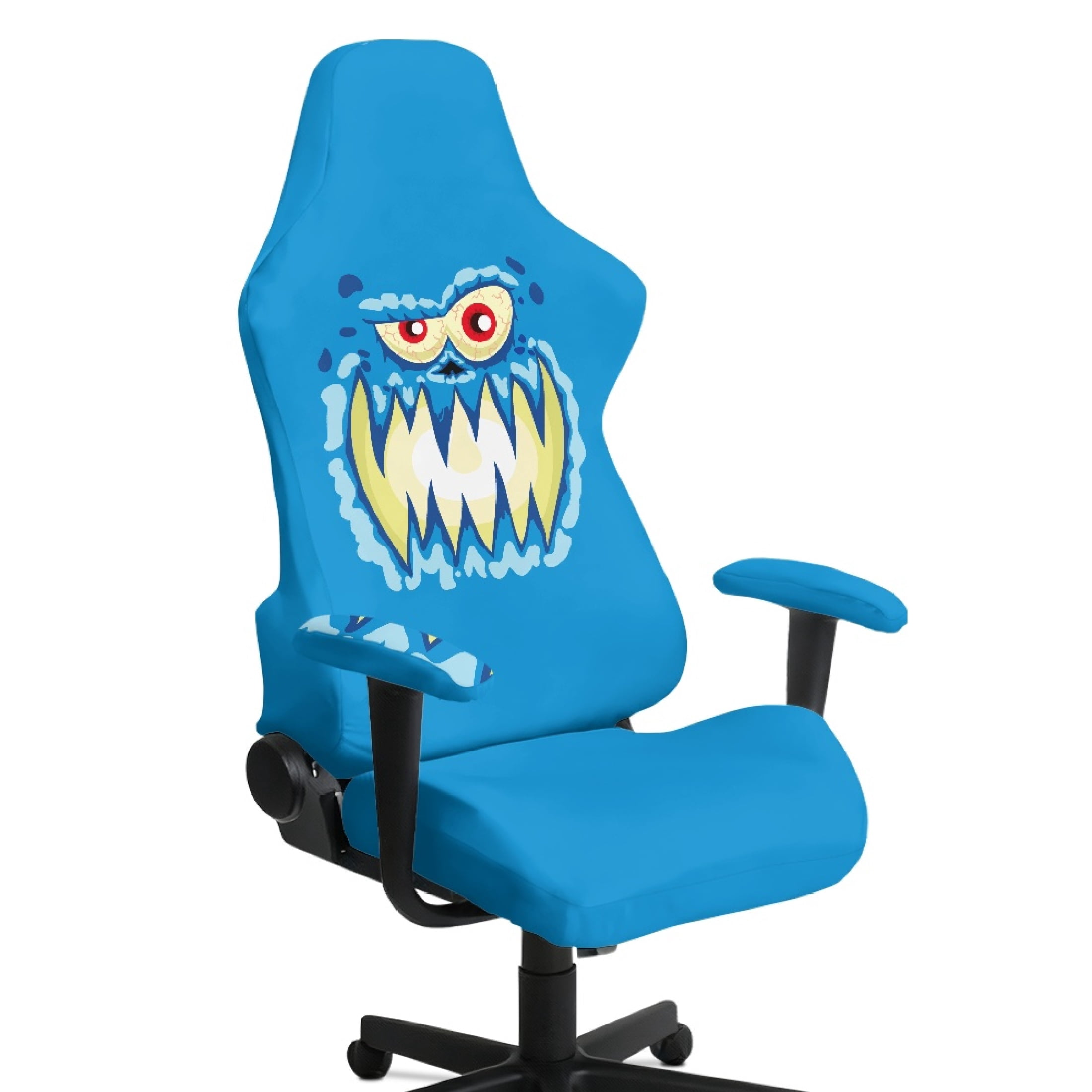 HELLHERO Blue Monster Face 4 Pcs Gaming Chair Covers with Armrest Cover ...