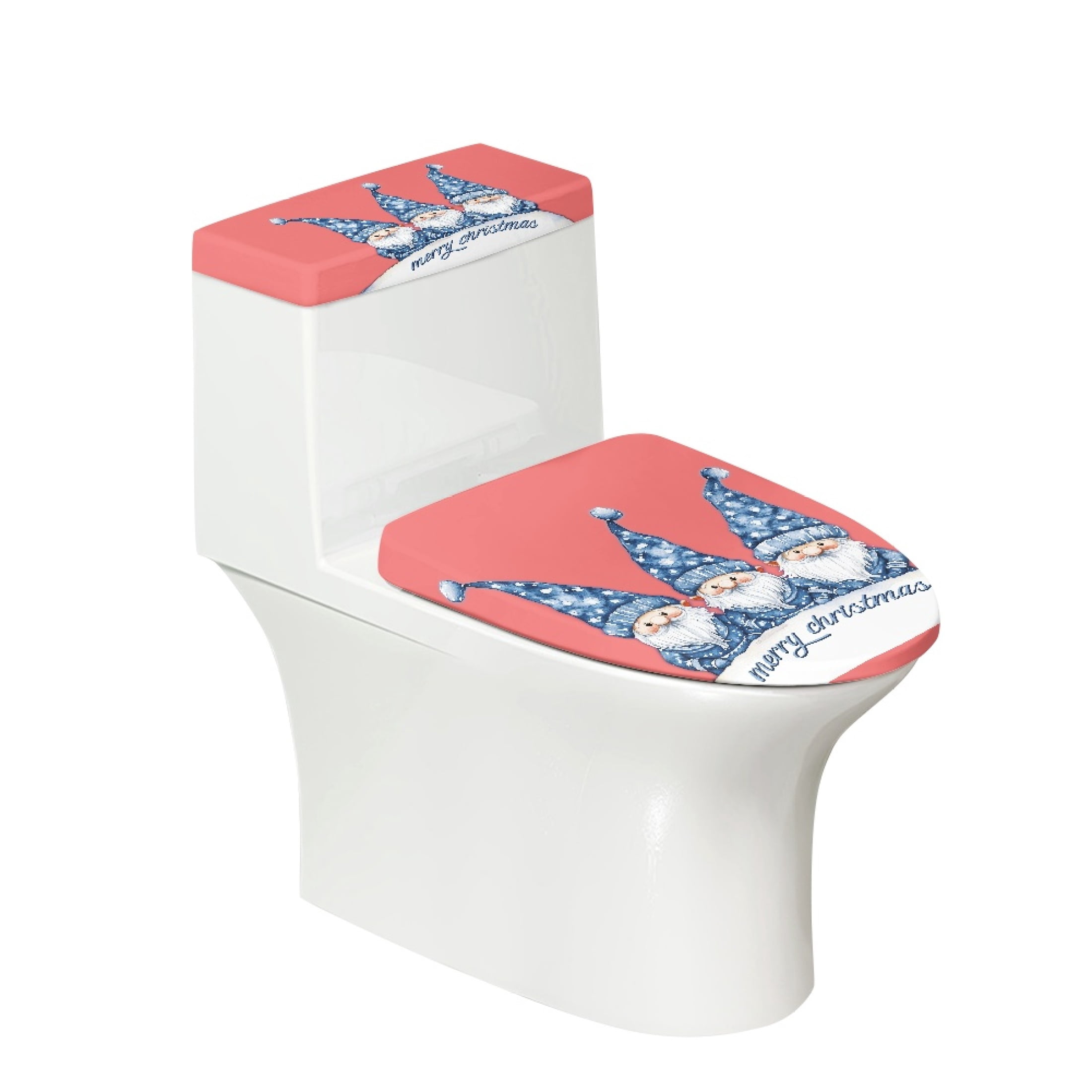 HELLHERO Blue Santa Claus Round Toilet Lid Dust Cover & Soft Toilet ...