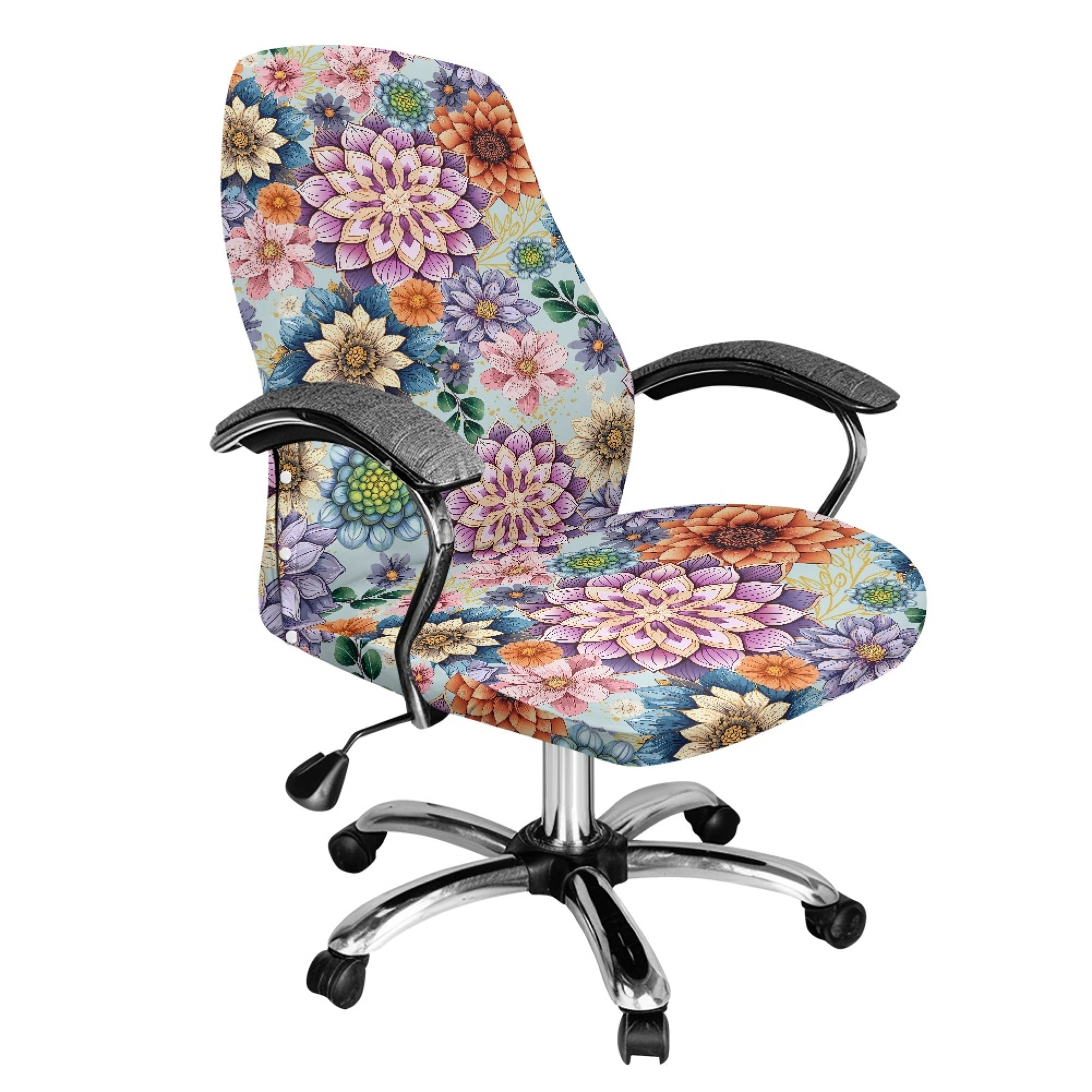 HELLHERO Boho Mandala Flower Print Computer Office Chair Cover ...