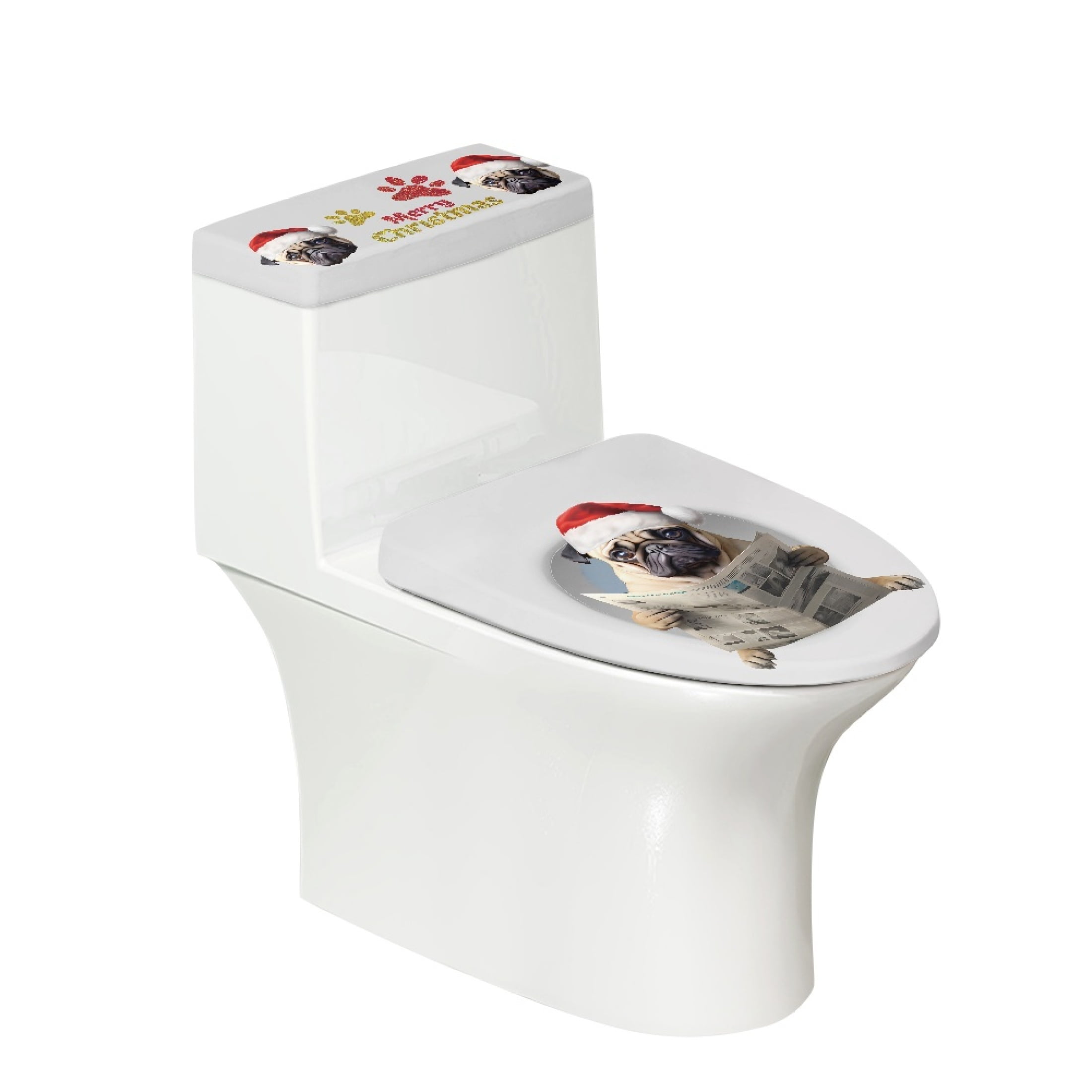 HELLHERO Bulldog Paw Prints Toilet Cover, Elastic Edge Universal Non ...