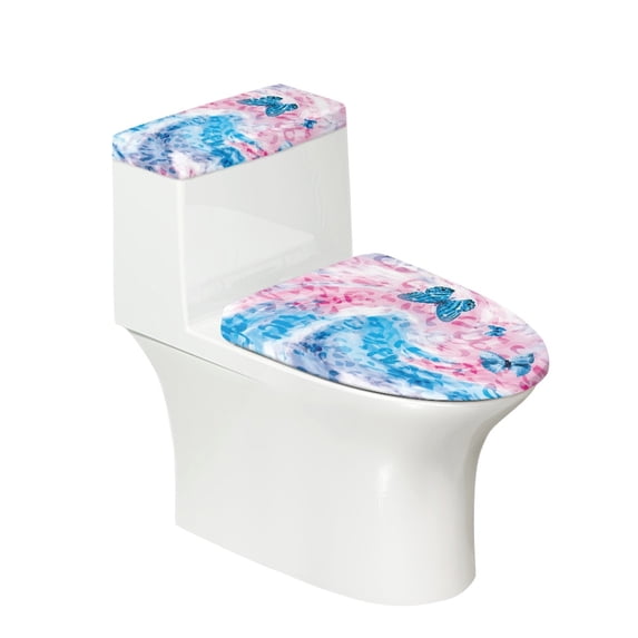 HELLHERO Butterflies and Blue Leopard Print Toilet Lid Cover for Fits ...
