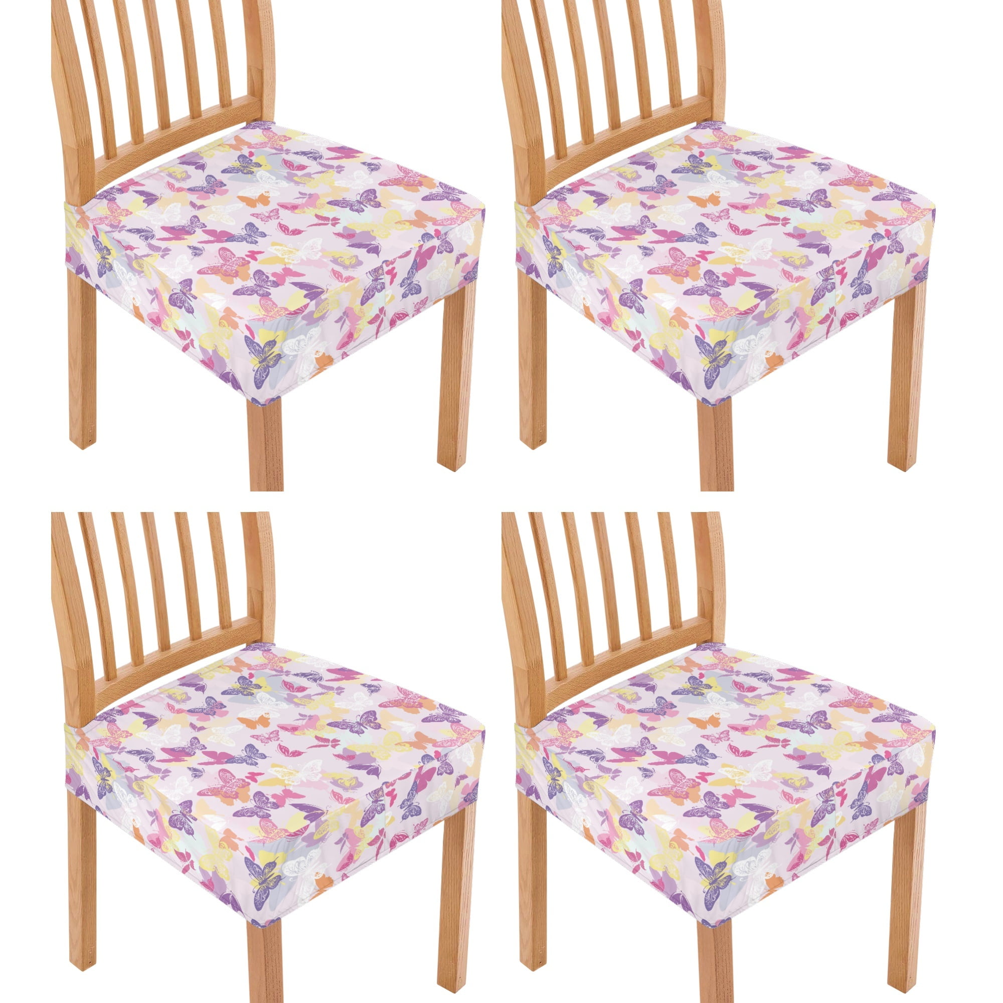 HELLHERO Butterfly Print Chair Covers for Dining Chairs, Removable ...