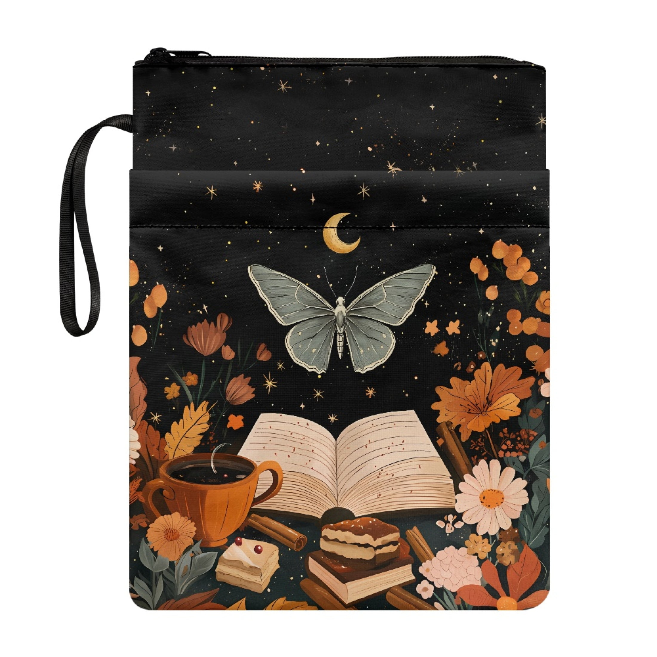 HELLHERO Butterfly Starry Sky Pattern Polyester Fabric Book Sleeve Book ...