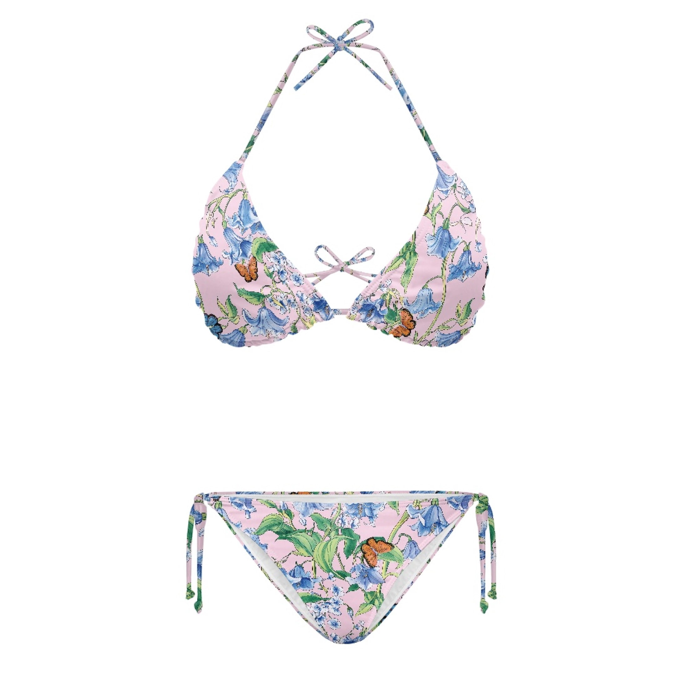 HELLHERO Butterfly and Floral Pattern Bathing Suit Spandex Plus Size ...