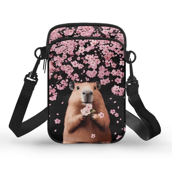 HELLHERO Capybara Cherry Blossom Design Adults Crossbody Sling Bag ...