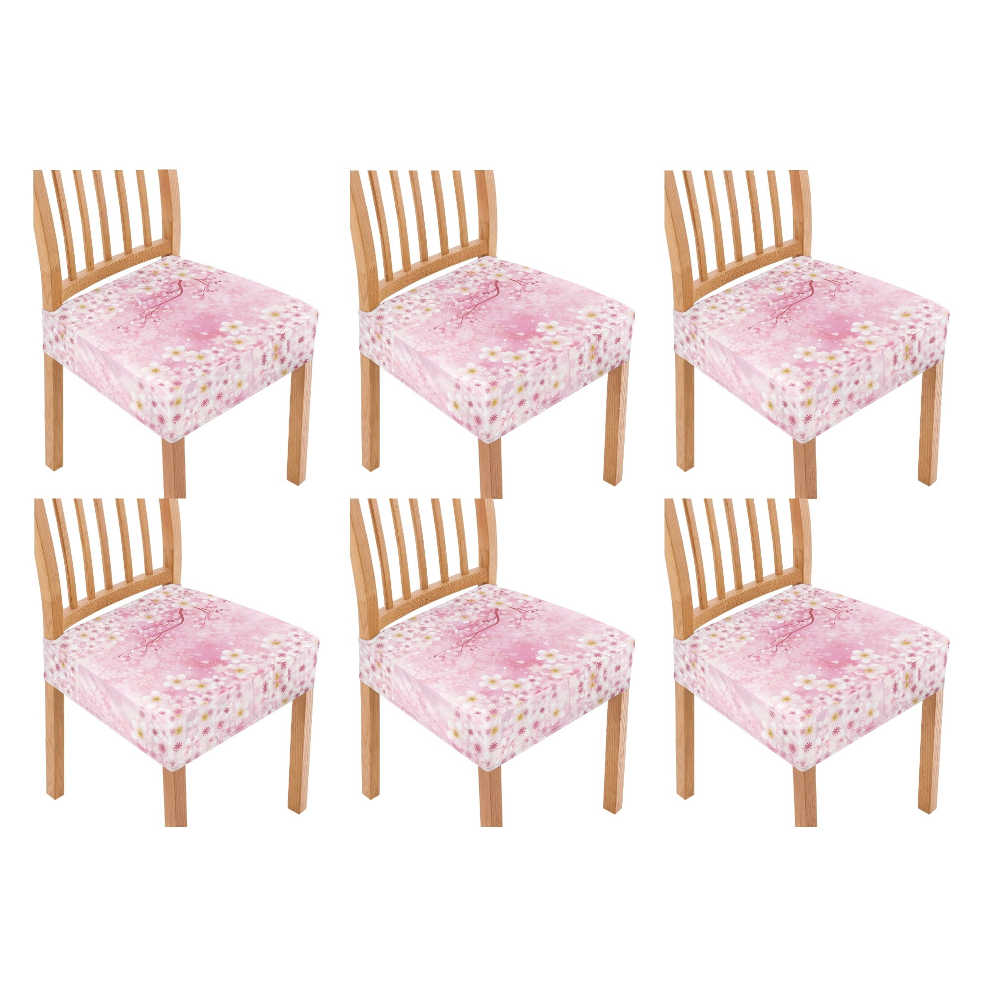 HELLHERO Cherry Blossom Print Dining Chair Covers Set of 6, Stretch ...