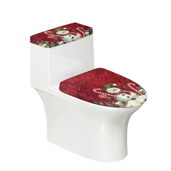 HELLHERO Christmas Snowman and Candy Cane Cozy Toilet Dust Cover Set ...