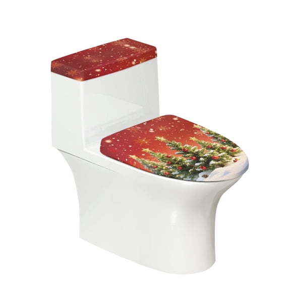 HELLHERO Christmas Tree Pattern Toilet Bowl Cover Stretch Toilet Seat ...