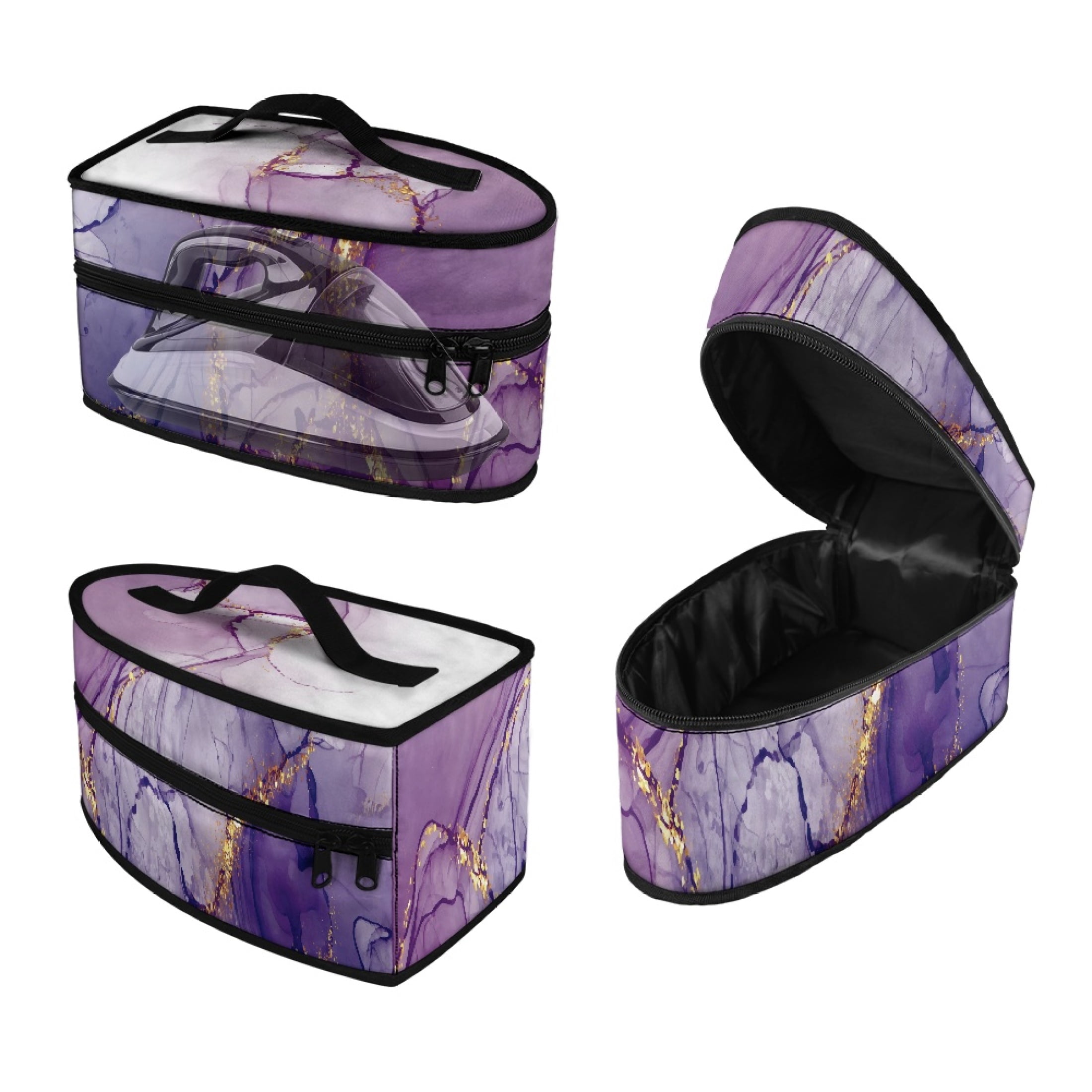 HELLHERO Clothes Iron Storage Case Portable Purple Gold Ink Marble ...