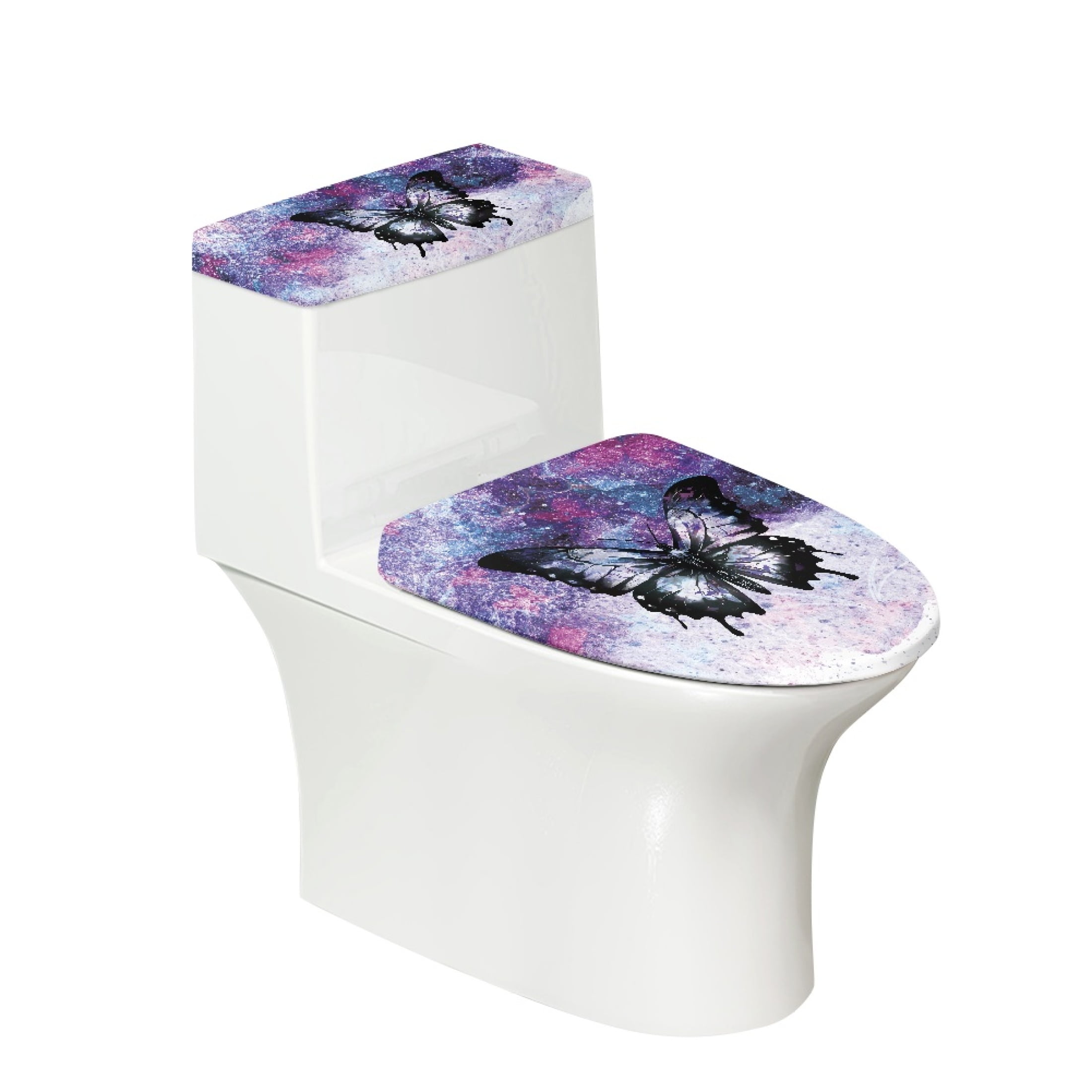 HELLHERO Colorful Butterflies Bathroom Toilet Cozy Set Soft 2 Piece Set ...