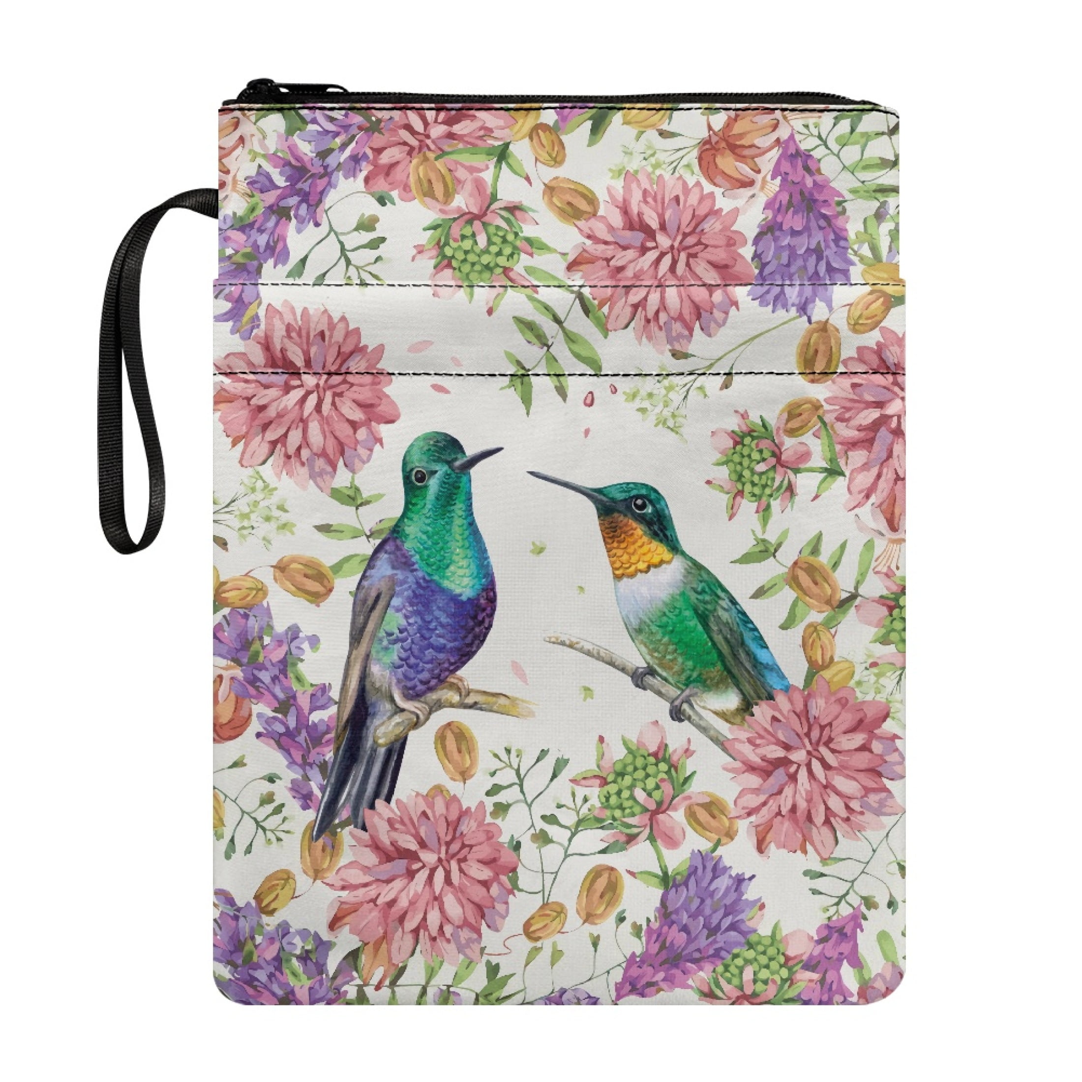 HELLHERO Colorful Hummingbirds and Flowers Student Gift Bag Book Sleeve ...