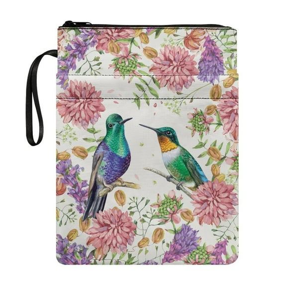 HELLHERO Colorful Hummingbirds and Flowers Student Gift Bag Book Sleeve ...