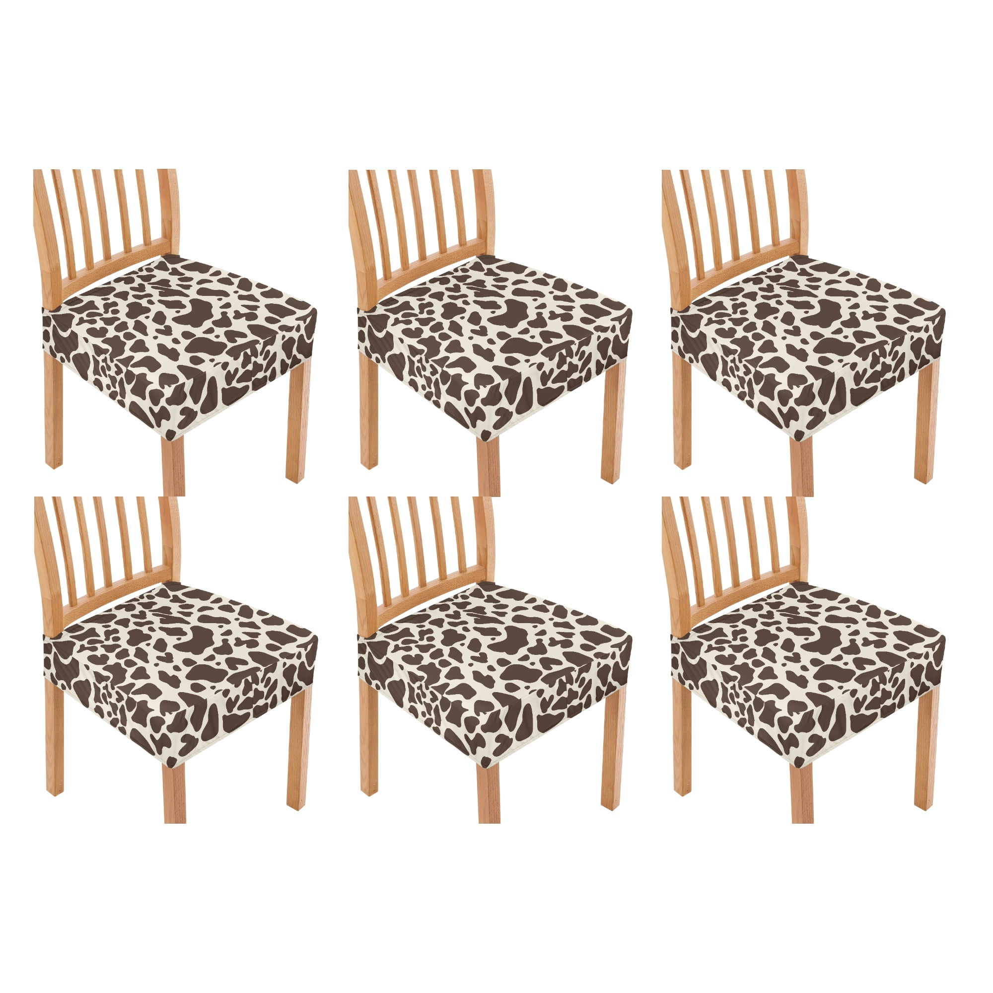 HELLHERO Cow Print Dining Chair Covers Set of 6, Stretchy Seat Covers ...