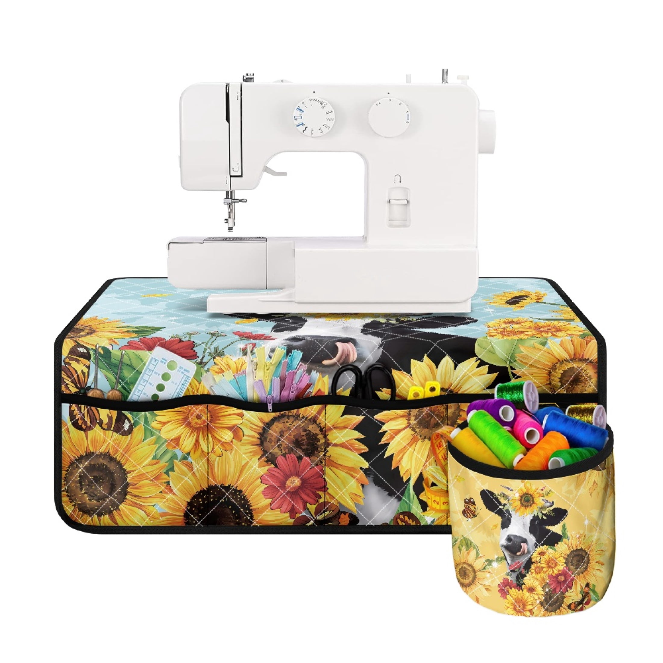 HELLHERO Cow Sunflower Leopard Sewing Machine Pad to Keep Tidy ...