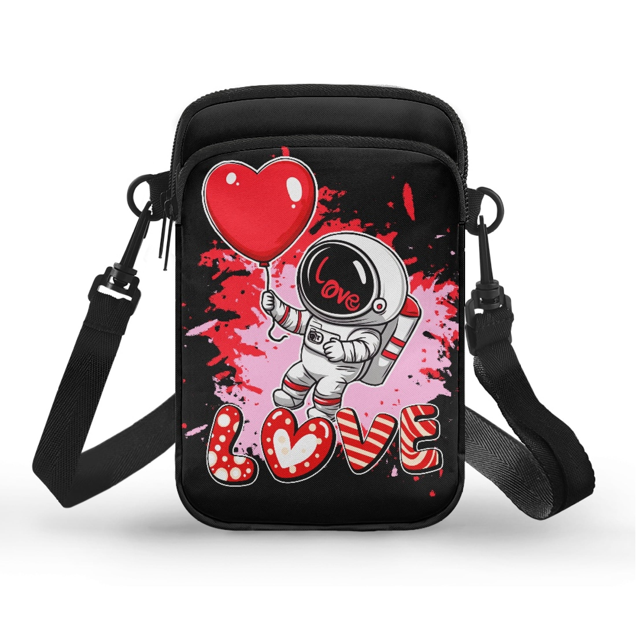 HELLHERO Cross Body Purse Heart-Shaped Astronaut Pattern 4.33x1.97x7.09 ...