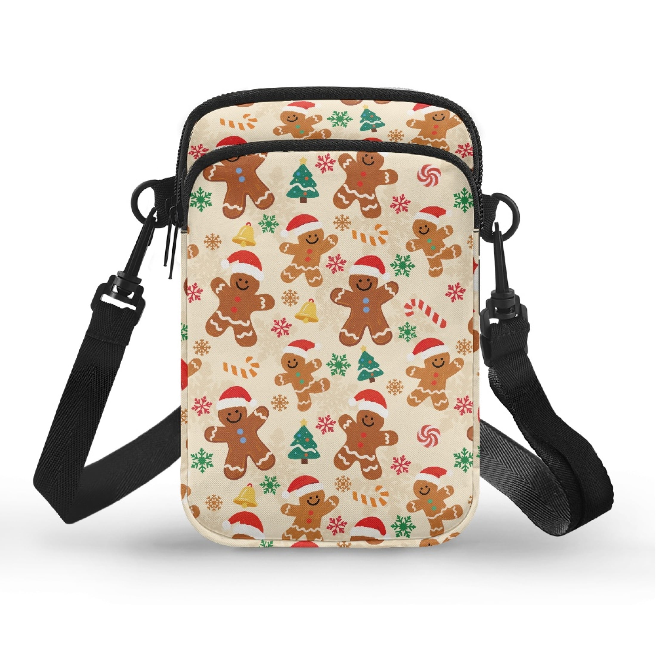 HELLHERO Crossbody Sling Bags Polyester 2 Layers Christmas Gingerbread ...
