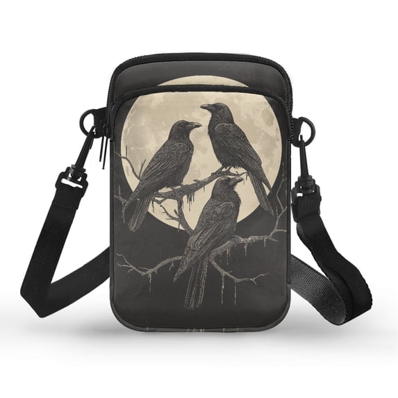 HELLHERO Crow Pattern Crossbody Sling Bag, Polyester Women Adjustable ...