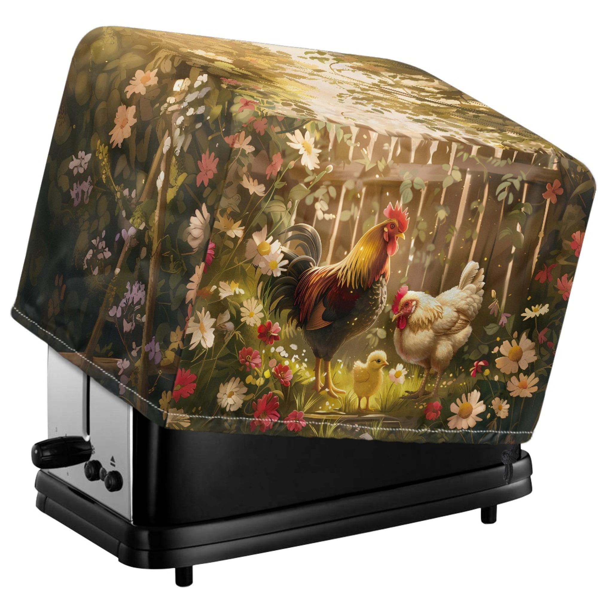 HELLHERO Daisy Rooster Print Toaster Cover for 2 Slice, Adjustable ...