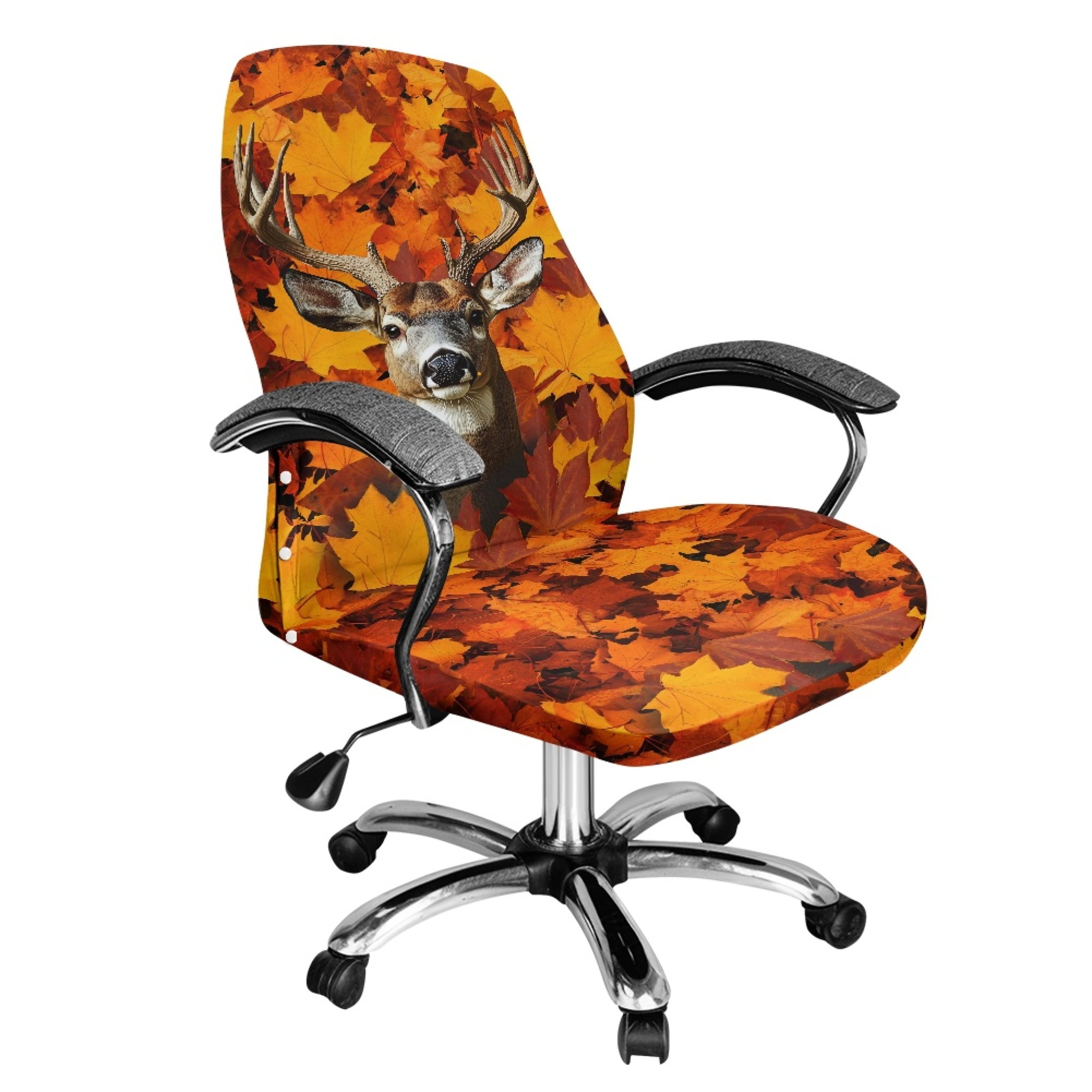 HELLHERO Deer Print Office Chair Cover Easy Clean, Maple Leaf Print ...