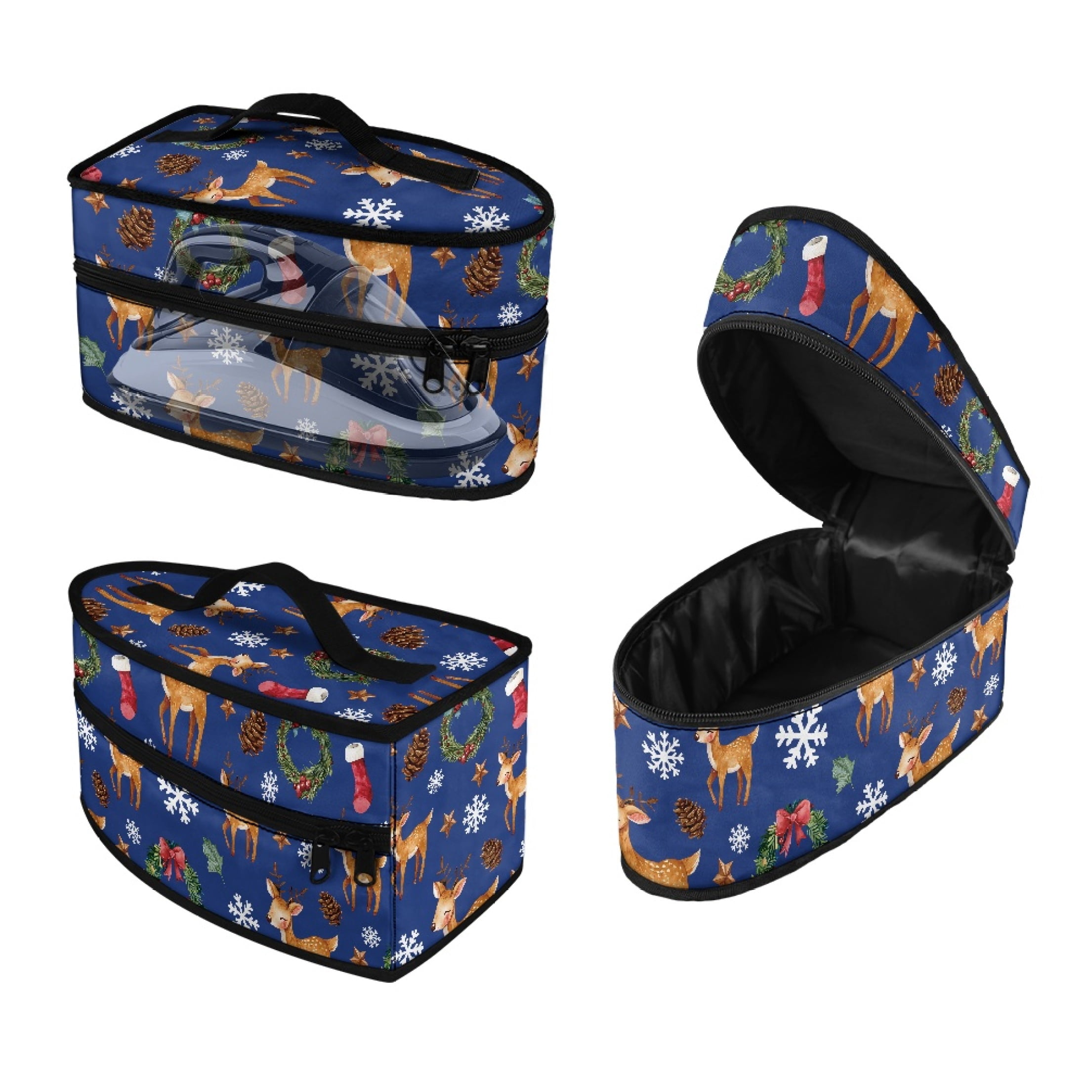 HELLHERO Deer and Snowflake Pattern Iron Carry Case Travel Steam Iron ...