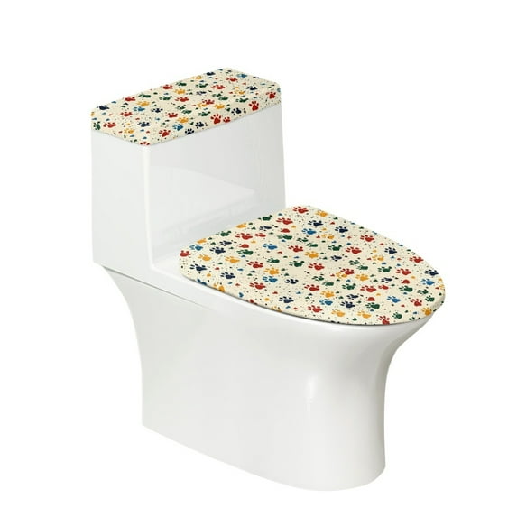 HELLHERO Dog Paw Print Round Toilet Lid Dust Cover Soft Toilet Lid Seat ...