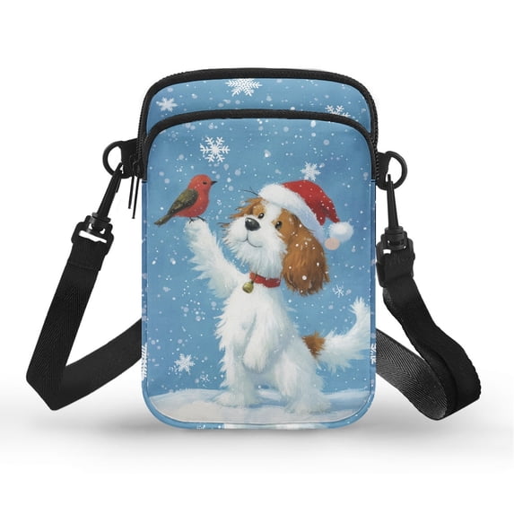 HELLHERO Dog in Santa Hat with Shoulder Strap Crossbody Bags, Unique ...
