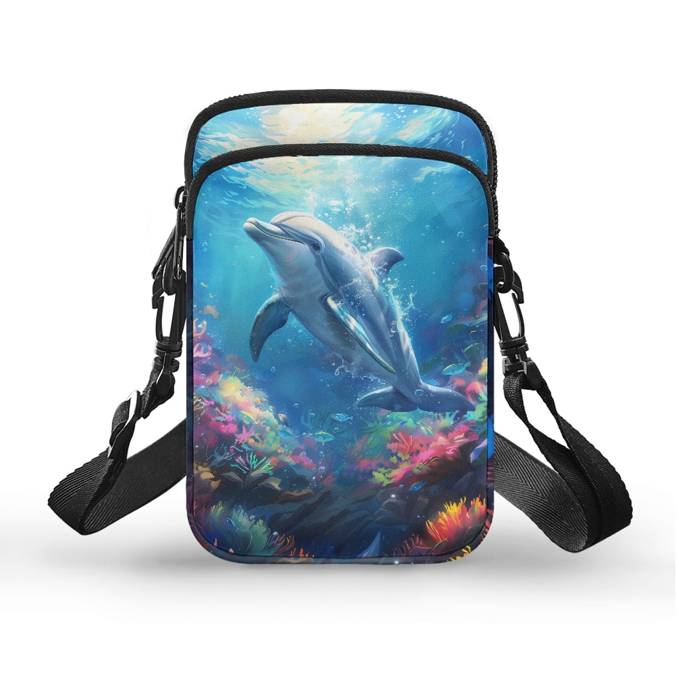 HELLHERO Dolphin Adult Polyester Small Crossbody Purse Double Deck ...